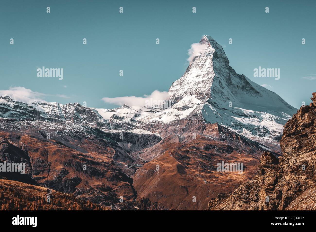 View of the Matterhorn, one of the highest mountains in the Alps Stock ...