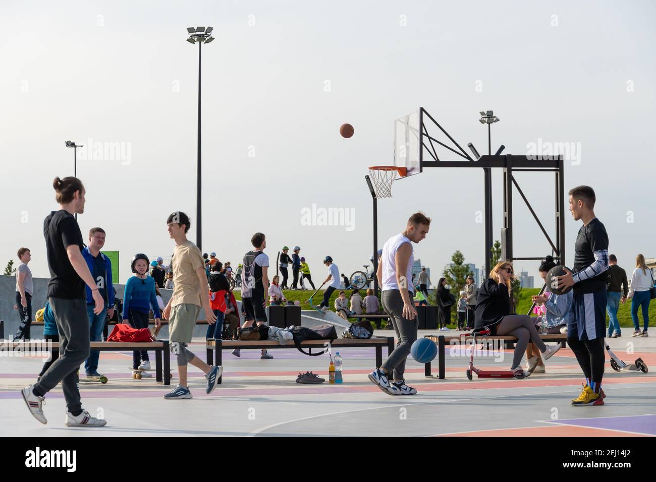 Kazan, Russia-September 26, 2020: In the city park on the embankment ...