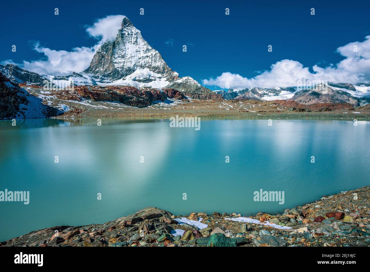 Panoramic view of Matterhorn peak, Switzerland. Matterhorn reflection ...