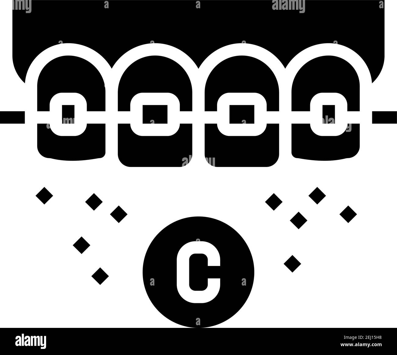 ceramic material tooth braces glyph icon vector illustration Stock ...