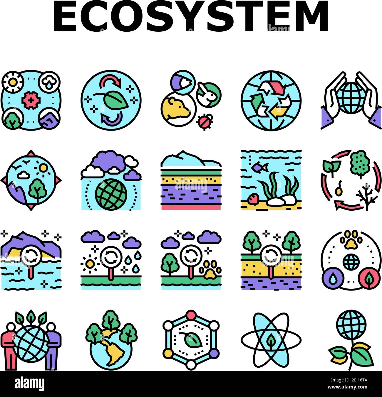 Ecosystem Environment Collection Icons Set Vector Stock Vector Image ...