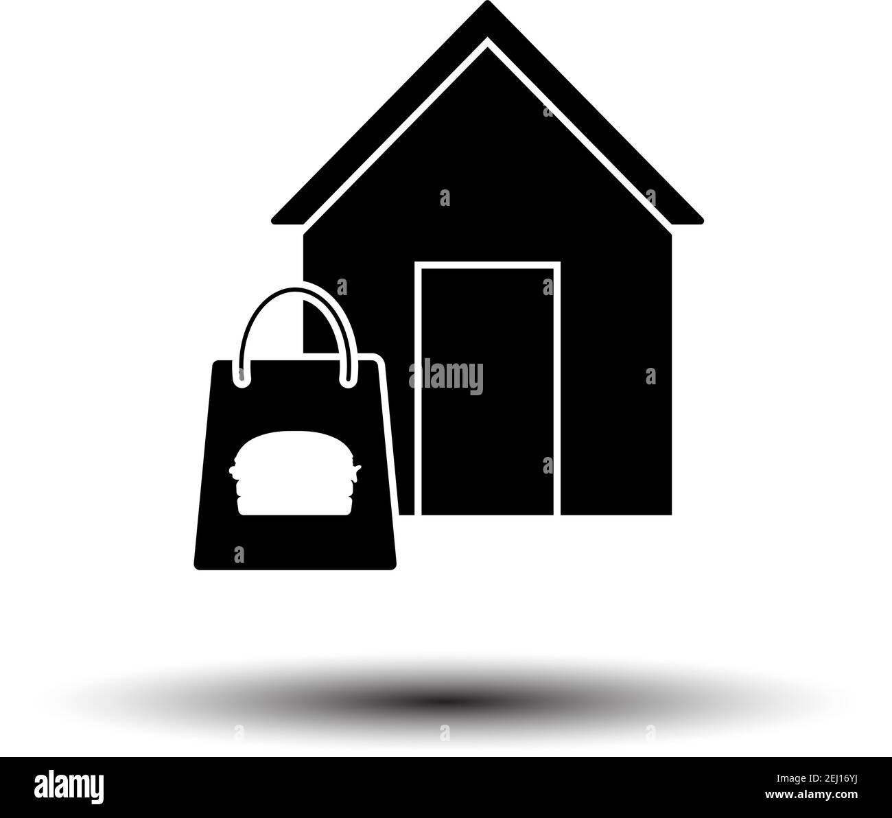 Food Delivery Icon. Black on White Background With Shadow. Vector ...