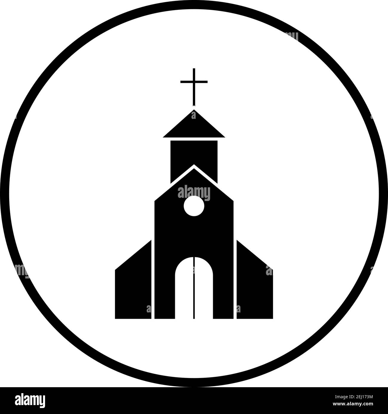 Church Icon. Thin Circle Stencil Design. Vector Illustration Stock ...