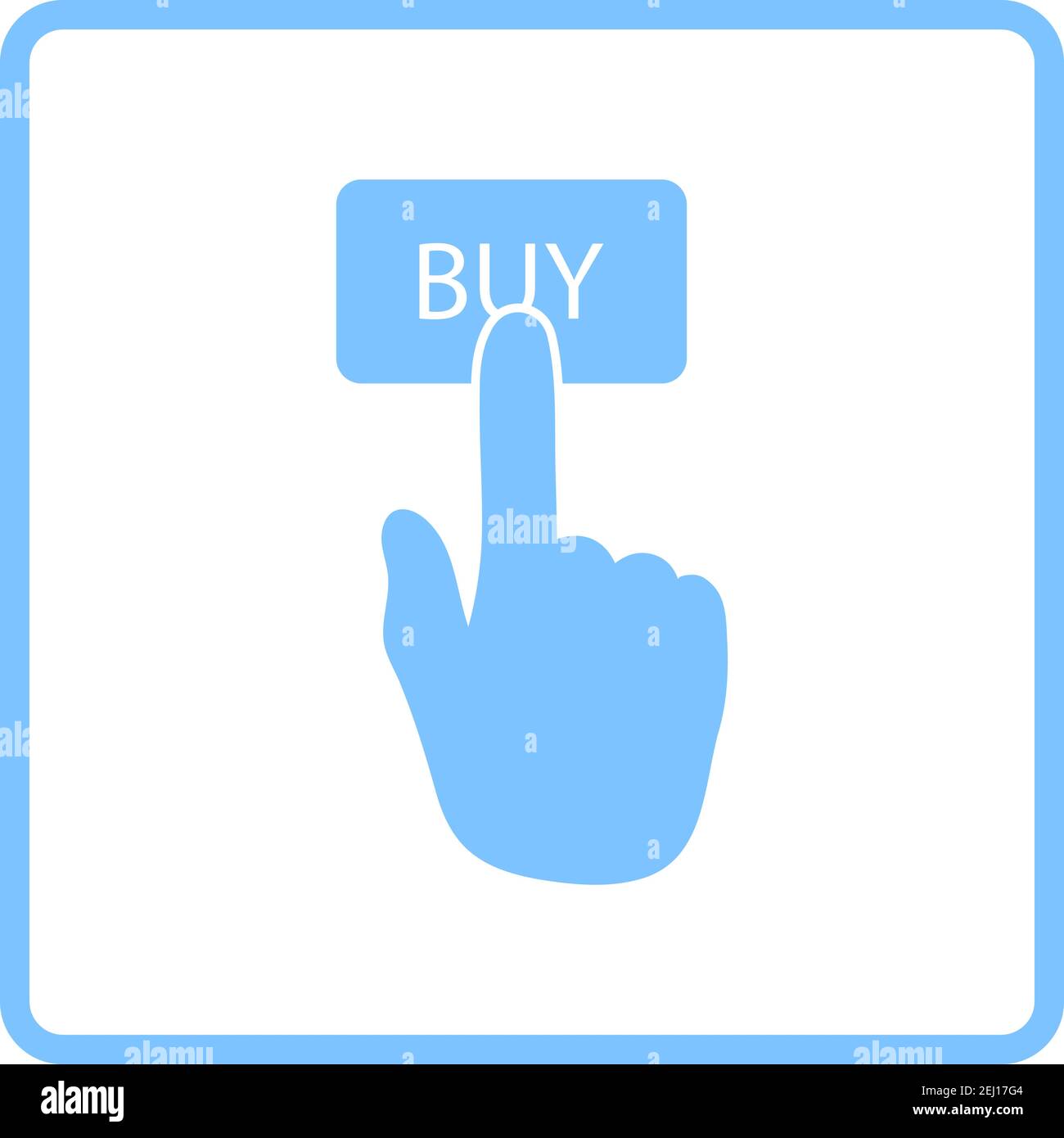 Finger Push The Buy Button Icon. Blue Frame Design. Vector Illustration ...