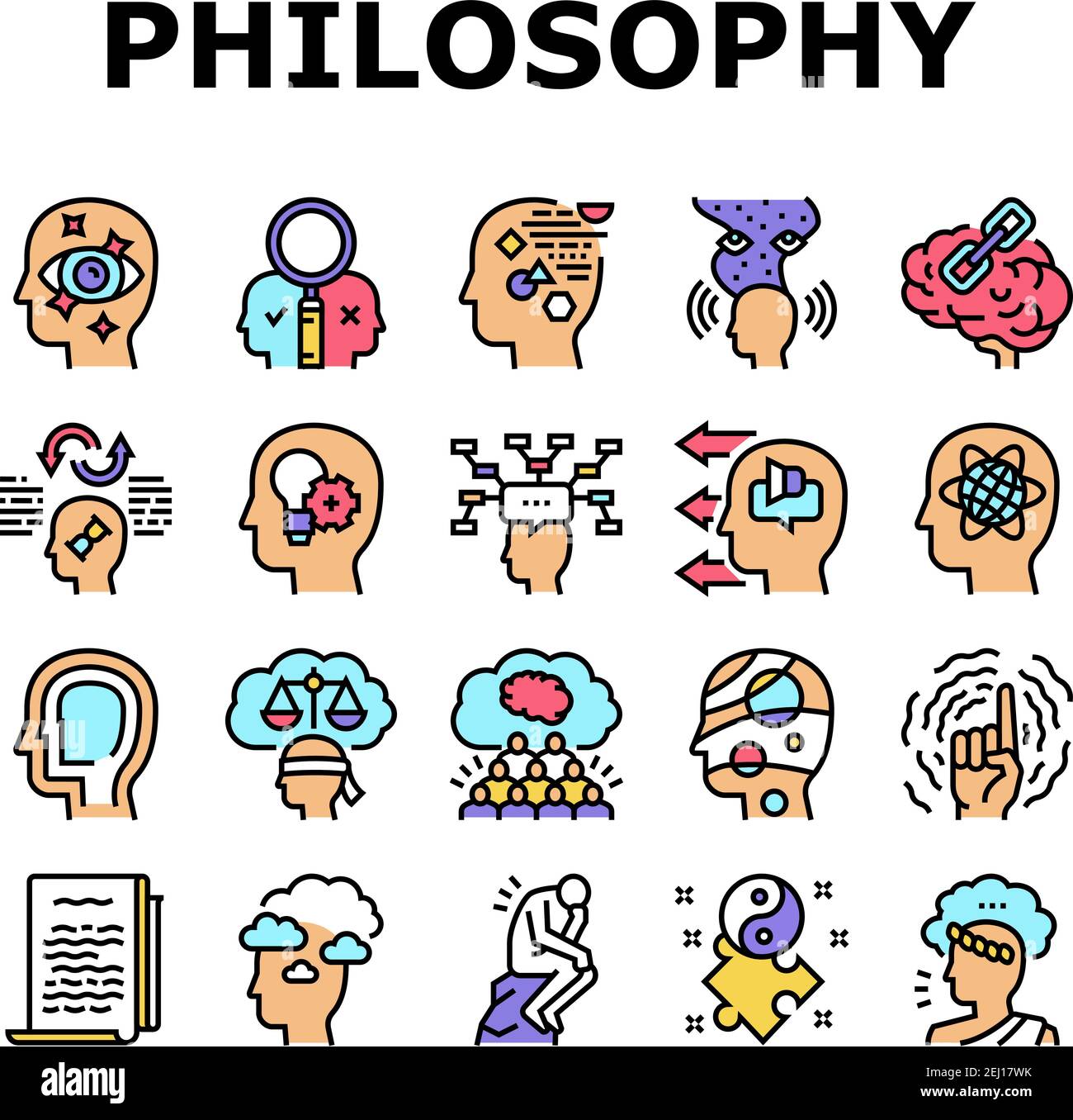 Philosophy Science Collection Icons Set Vector Stock Vector Image & Art ...