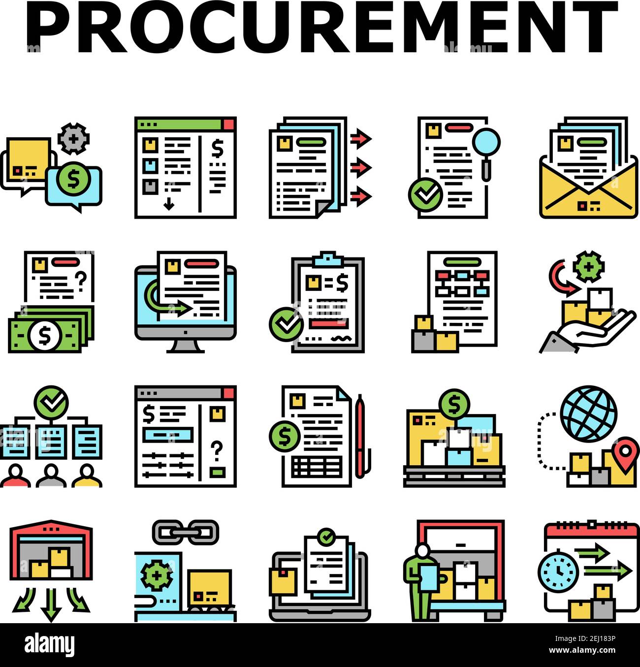 Procurement Process Collection Icons Set Vector Stock Vector Image ...