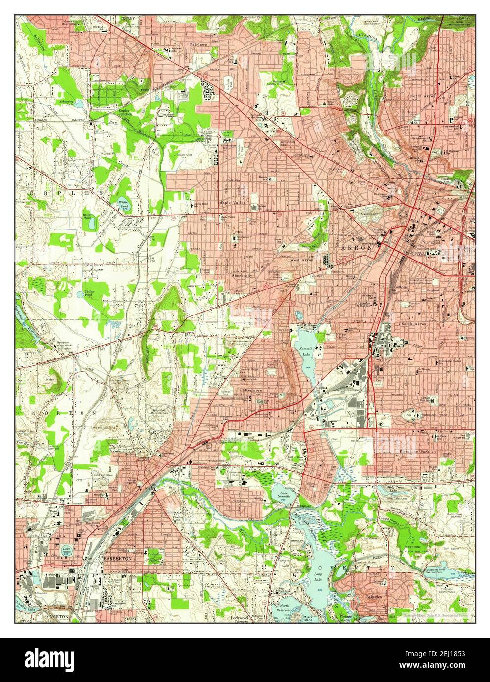Vintage map of akron hi-res stock photography and images - Alamy