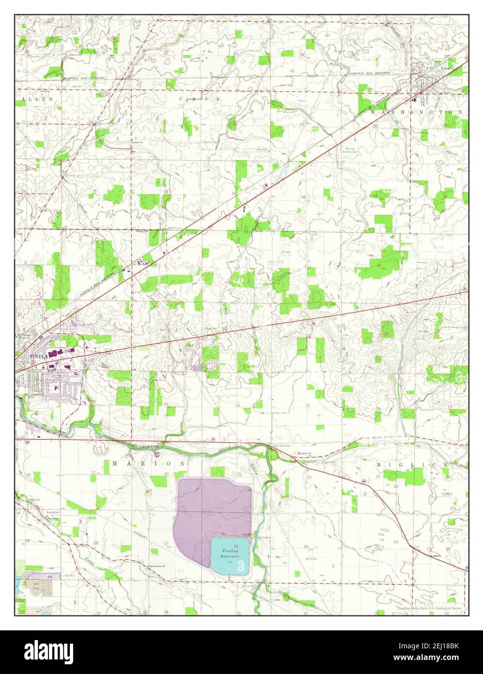 Arcadia, Ohio, map 1960, 1:24000, United States of America by Timeless ...