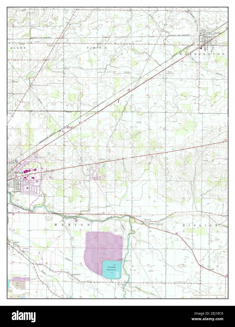 Arcadia, Ohio, map 1960, 1:24000, United States of America by Timeless ...