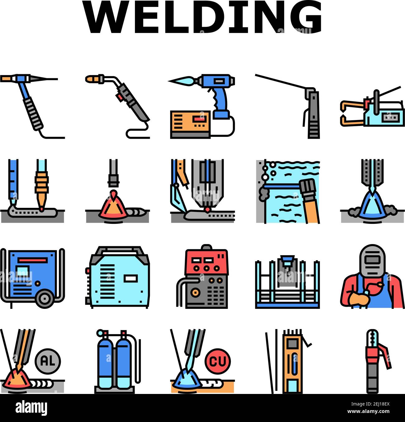 Welding Machine Tool Collection Icons Set Vector Stock Vector Image ...