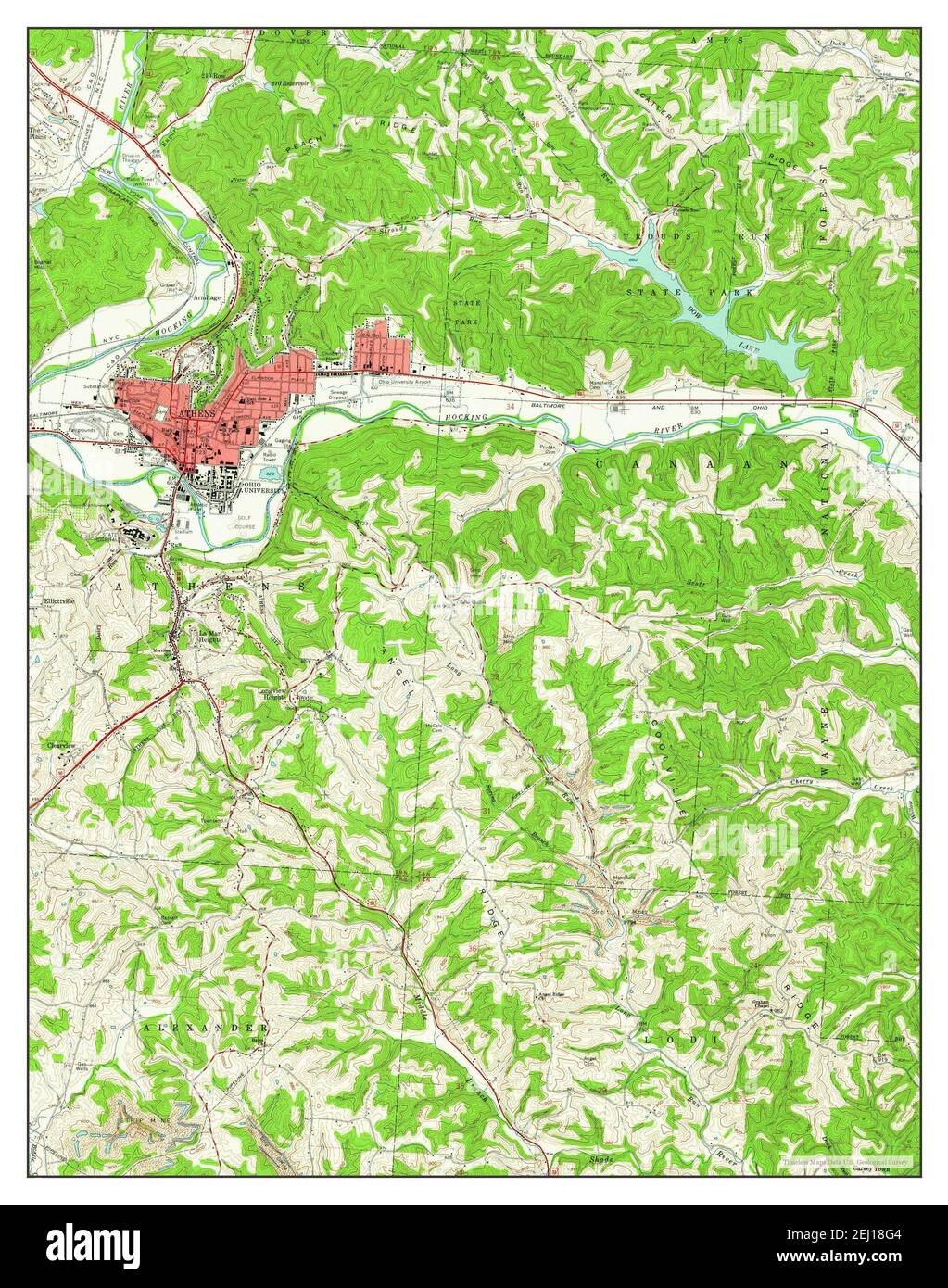 Athens, Ohio, map 1961, 1:24000, United States of America by Timeless ...