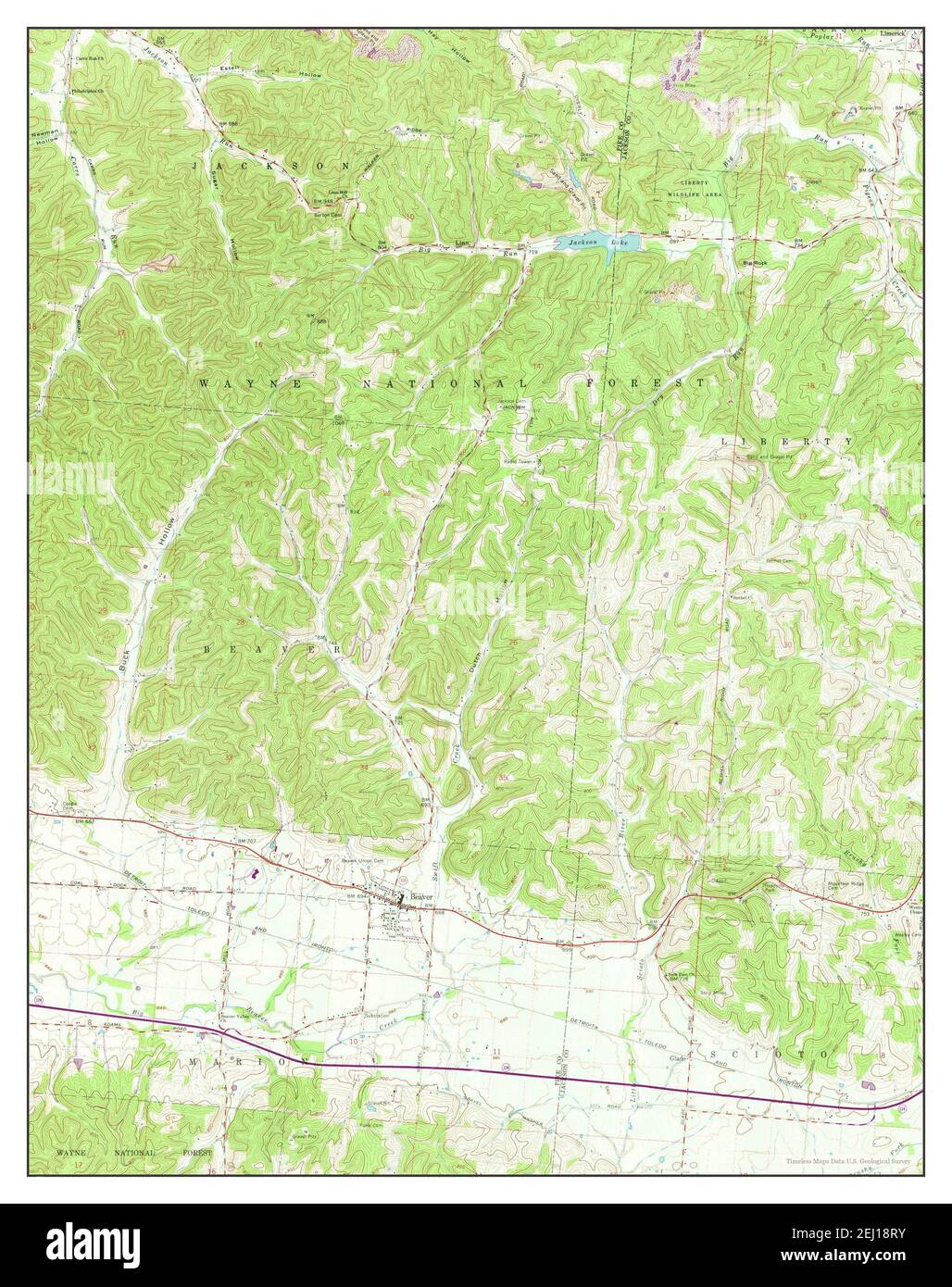 Beaver, Ohio, map 1961, 1:24000, United States of America by Timeless ...