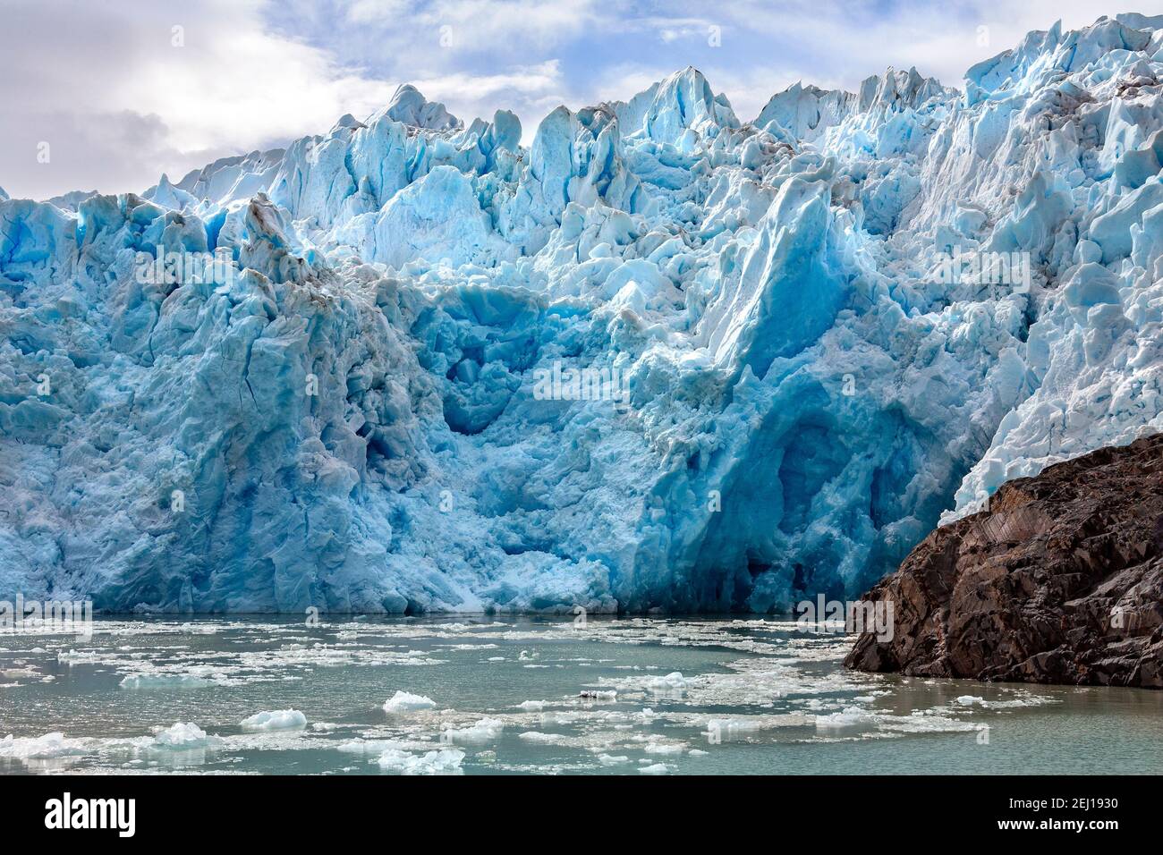 The terminus of the Grey Glacier in Torres del Paine National Park in ...