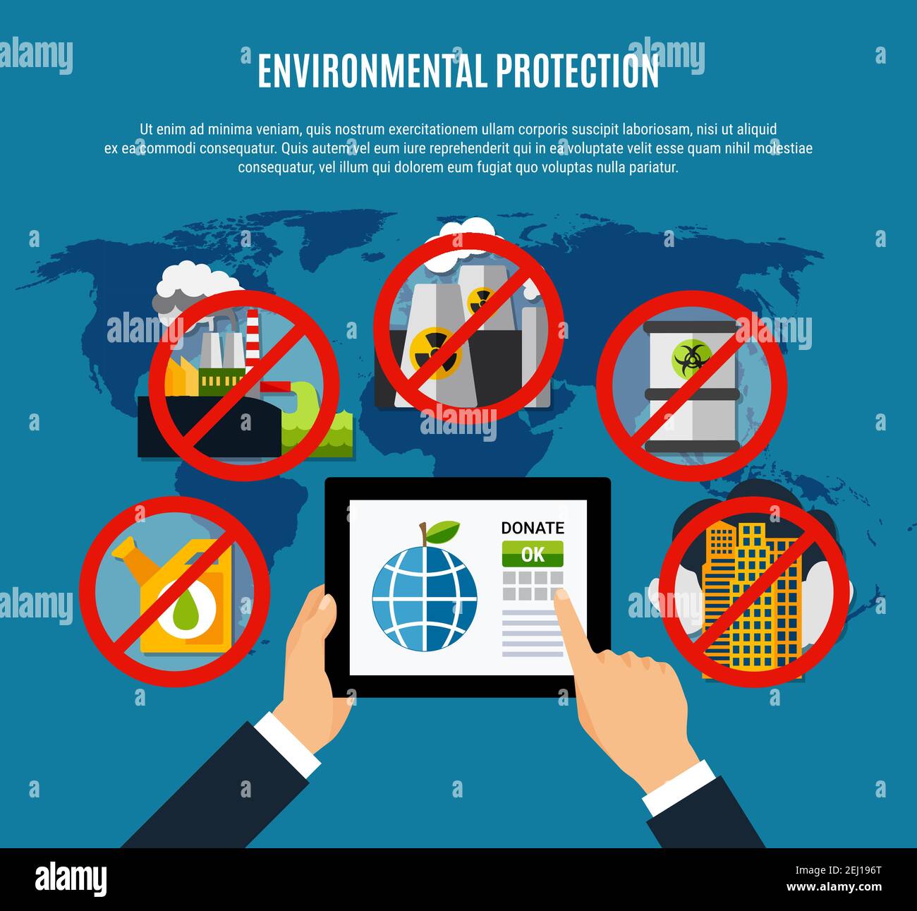 Environmental protection concept with clean planet symbols flat vector ...
