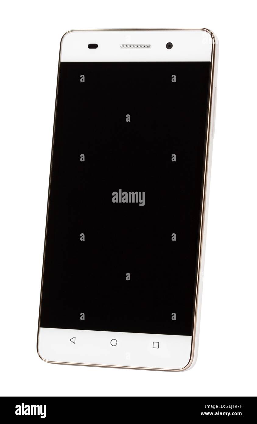 Modern touch screen smartphone isolated on white with clipping path ...