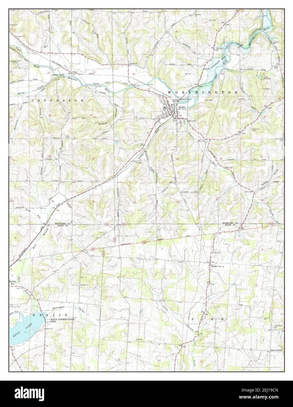 Butler, Ohio, map 1961, 1:24000, United States of America by Timeless ...