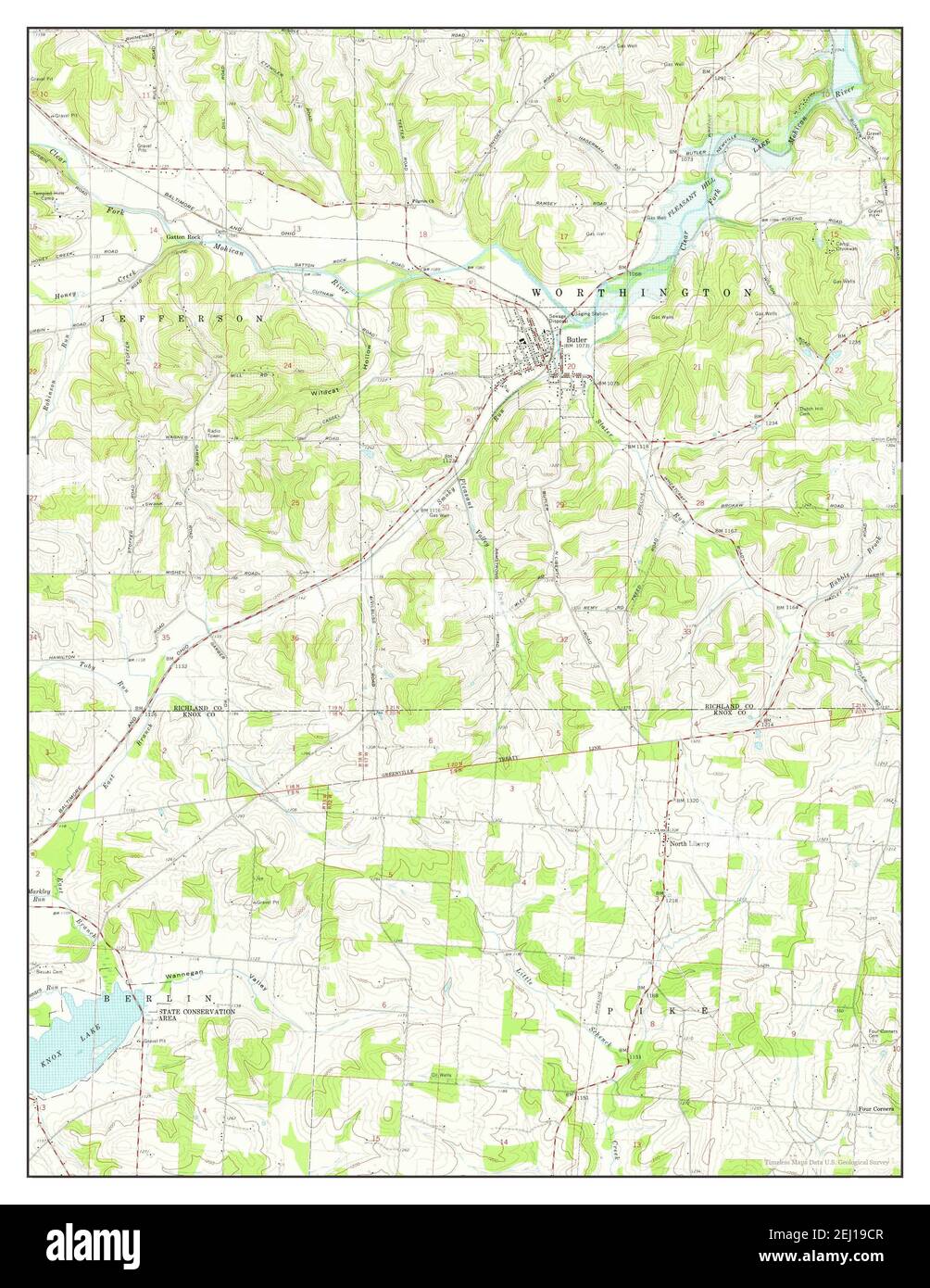 Butler, Ohio, map 1961, 1:24000, United States of America by Timeless ...