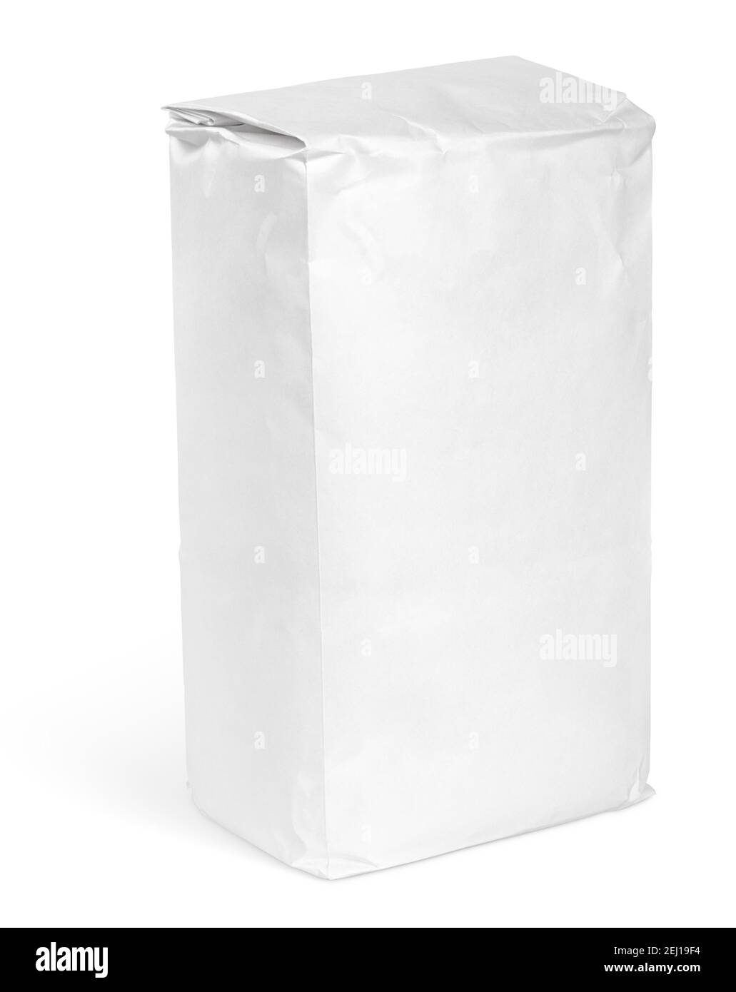 Blank paper bag package of flour isolated on white with clipping path ...