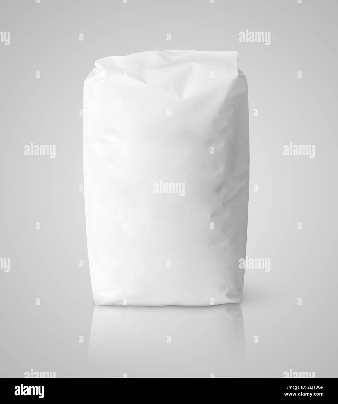 Blank white paper bag package of salt on gray with clipping path Stock ...