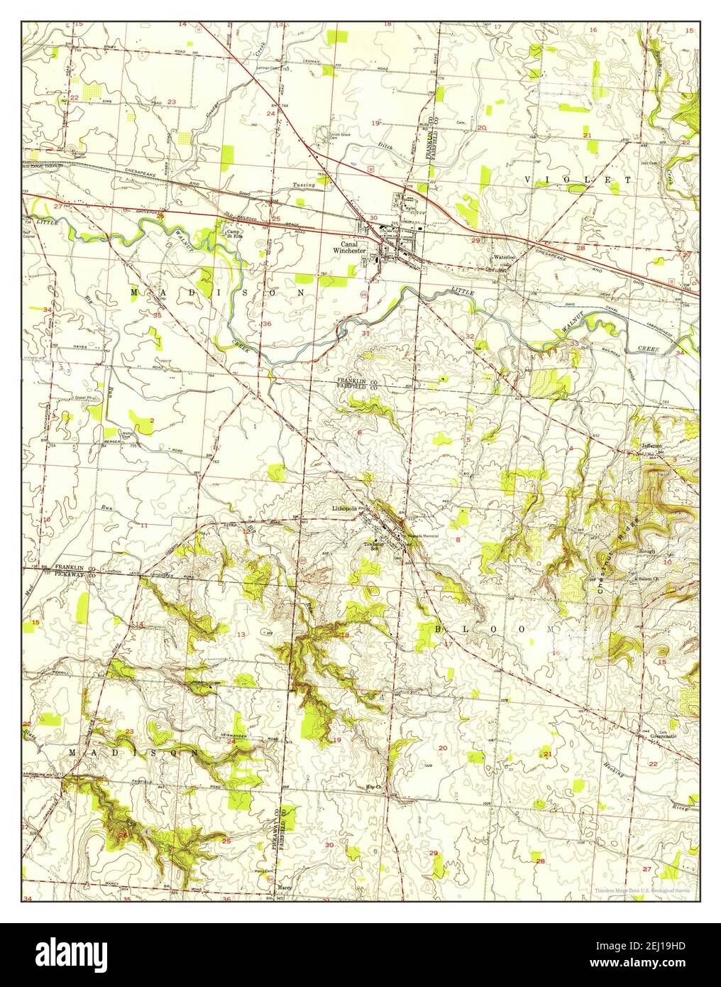 Canal Winchester, Ohio, map 1955, 1:24000, United States of America by ...
