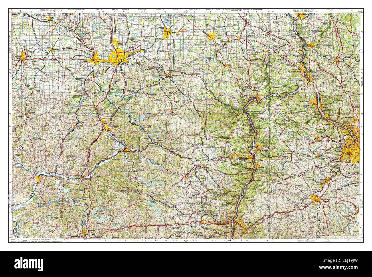 Canton, Ohio, map 1957, 1:250000, United States of America by Timeless ...