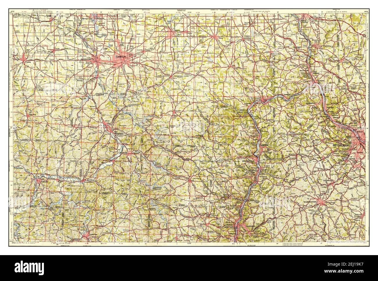 Canton, Ohio, map 1953, 1:250000, United States of America by Timeless ...