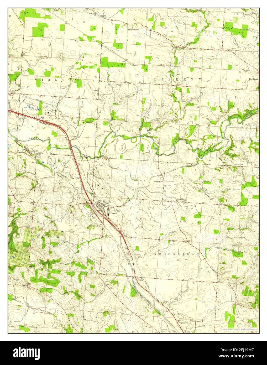 Carroll, Ohio, map 1958, 1:24000, United States of America by Timeless ...