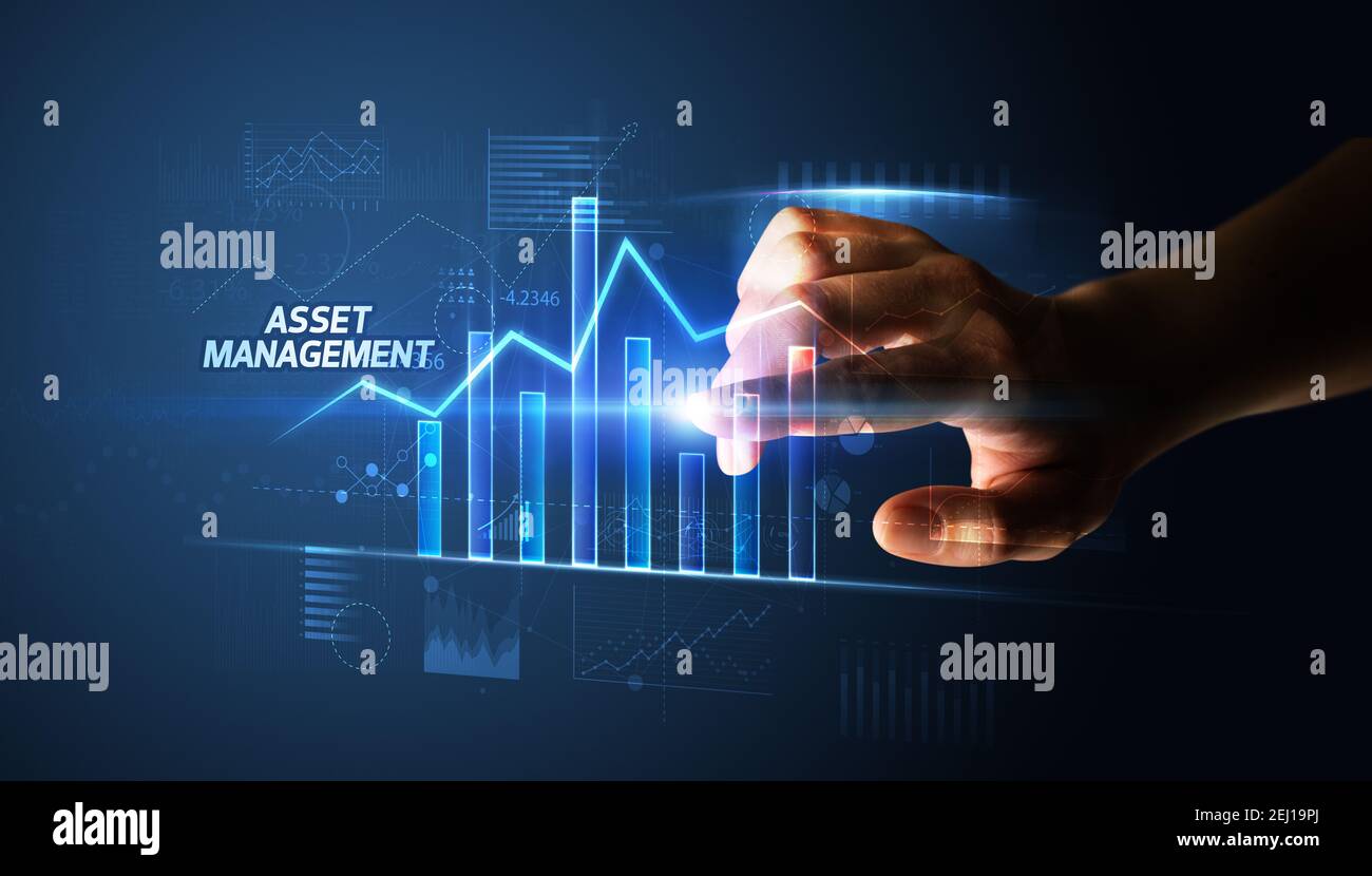 Hand touching ASSET MANAGEMENT button, business concept Stock Photo - Alamy