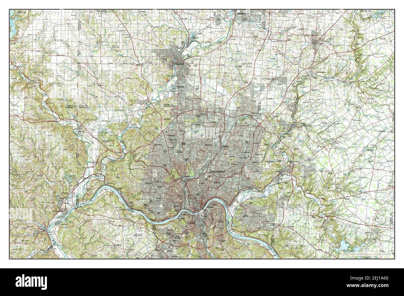 Cincinnati, Ohio, map 1986, 1:100000, United States of America by ...