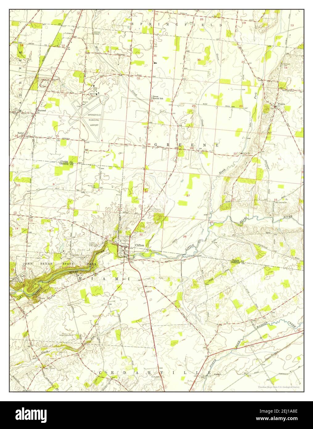 Clifton, Ohio, map 1954, 1:24000, United States of America by Timeless ...