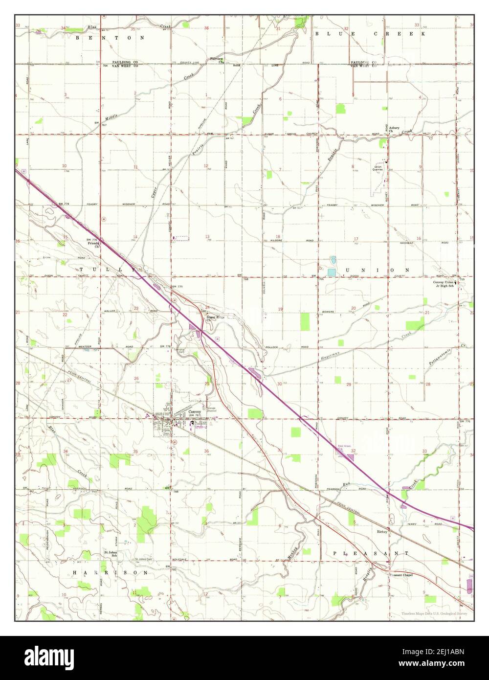 Convoy, Ohio, map 1960, 1:24000, United States of America by Timeless ...
