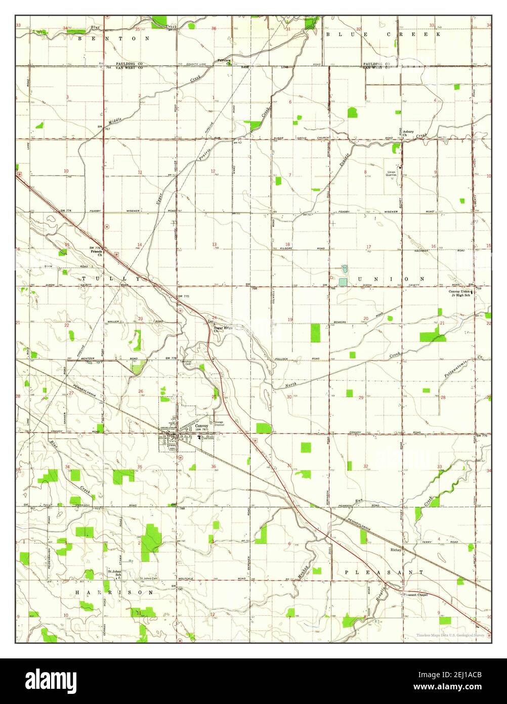 Convoy, Ohio, map 1960, 1:24000, United States of America by Timeless ...