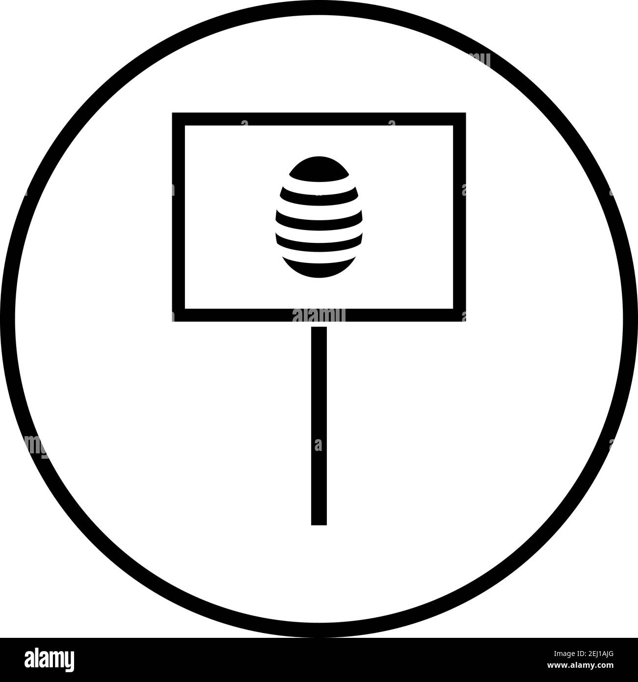 Easter Pointer With Egg Icon. Thin Circle Stencil Design. Vector ...