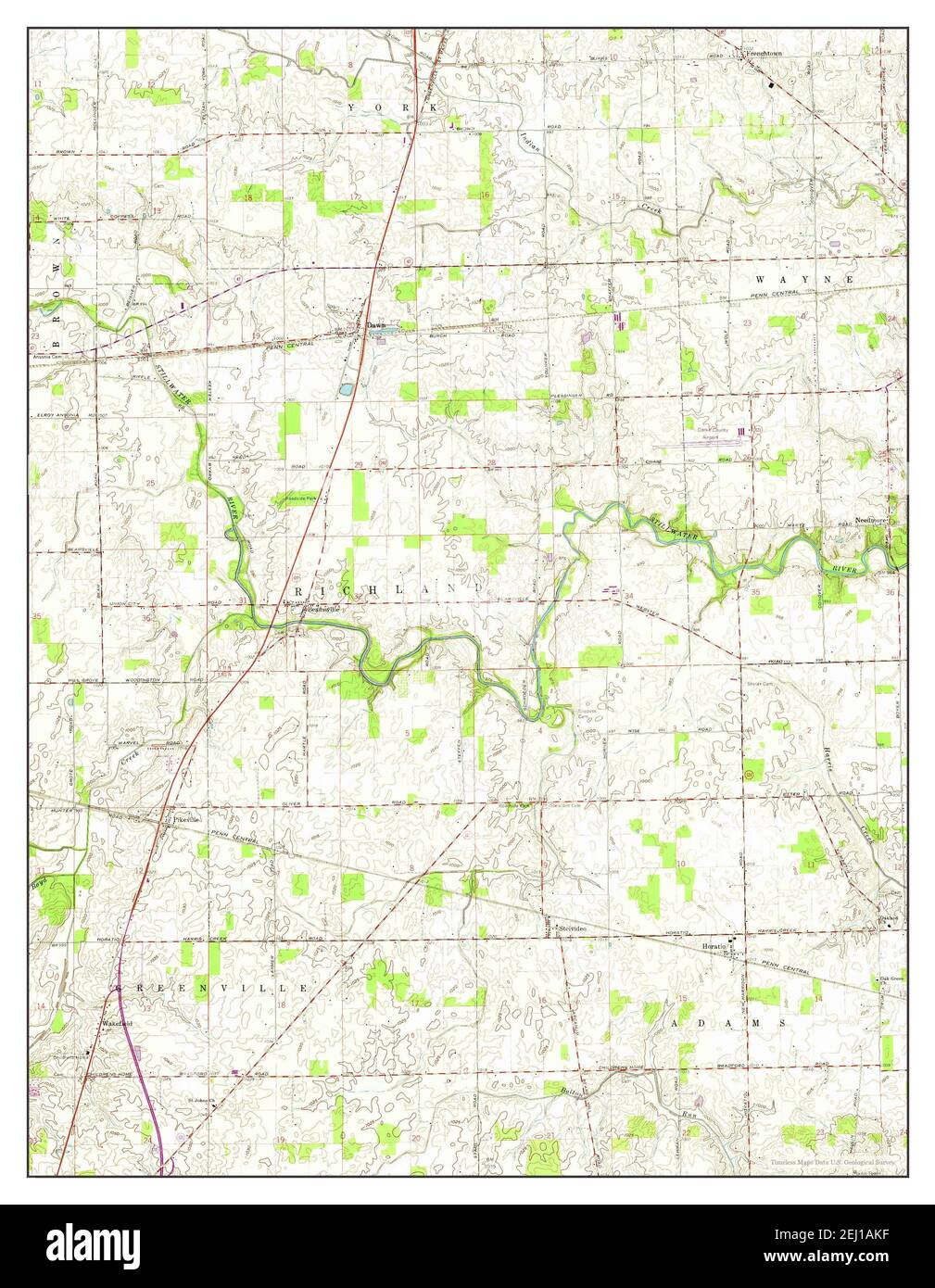 Dawn, Ohio, map 1961, 1:24000, United States of America by Timeless ...