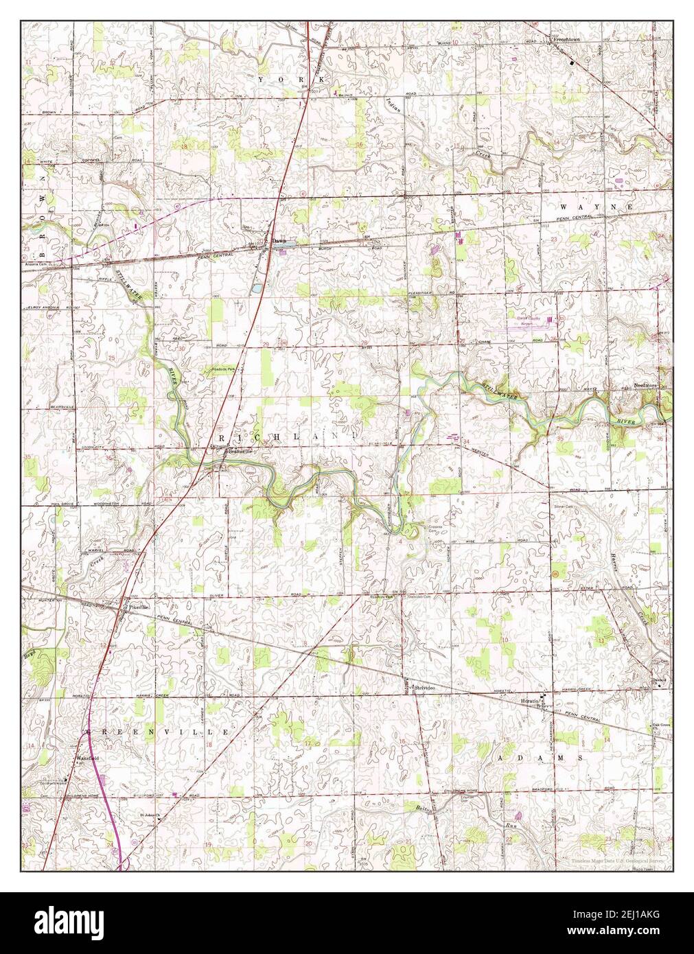 Dawn, Ohio, map 1961, 1:24000, United States of America by Timeless ...
