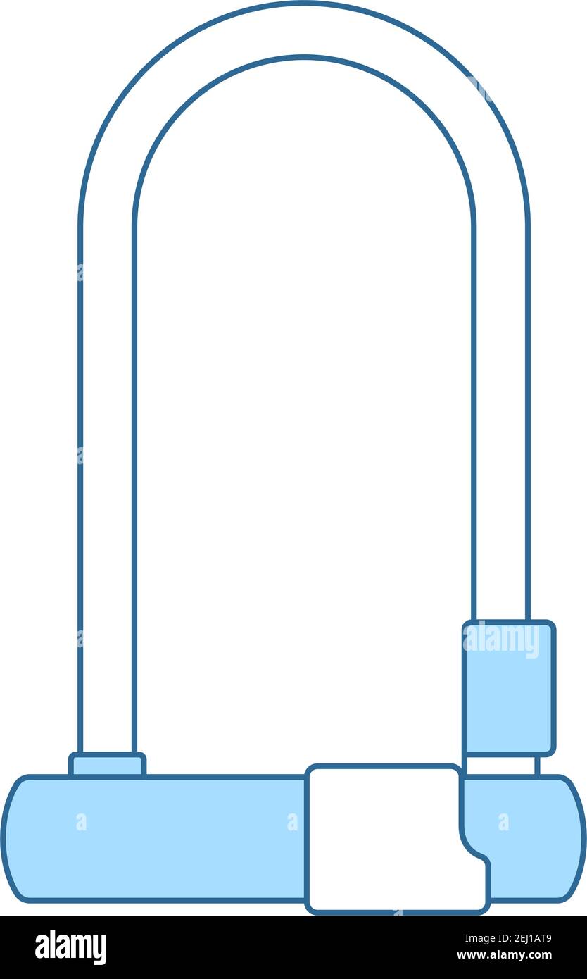 Bike Lock Icon. Thin Line With Blue Fill Design. Vector Illustration ...