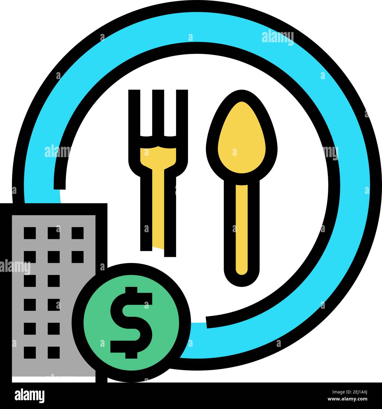 free lunch benefits color icon vector illustration Stock Vector Image ...
