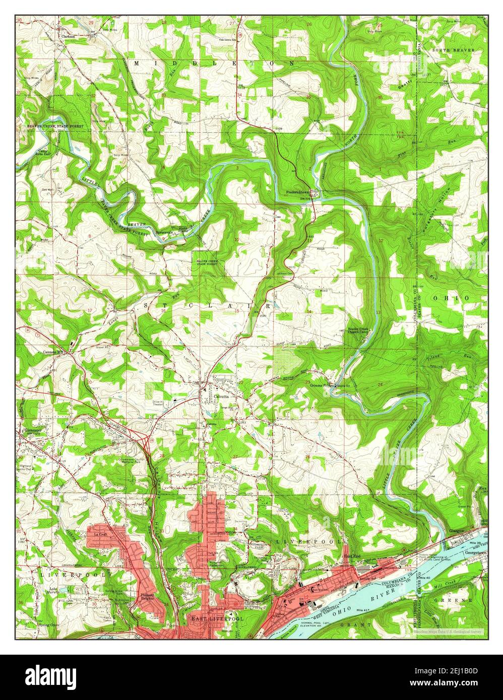 East Liverpool North, Ohio, map 1960, 1:24000, United States of America ...