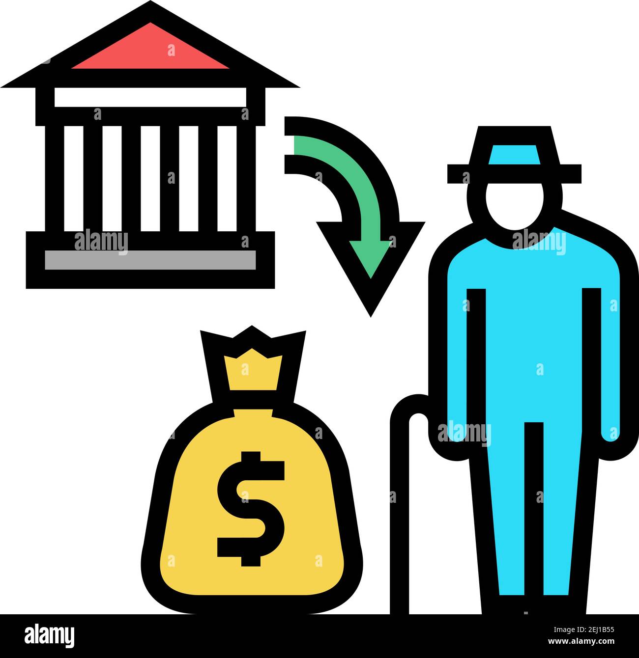 pension benefits color icon vector illustration Stock Vector Image ...