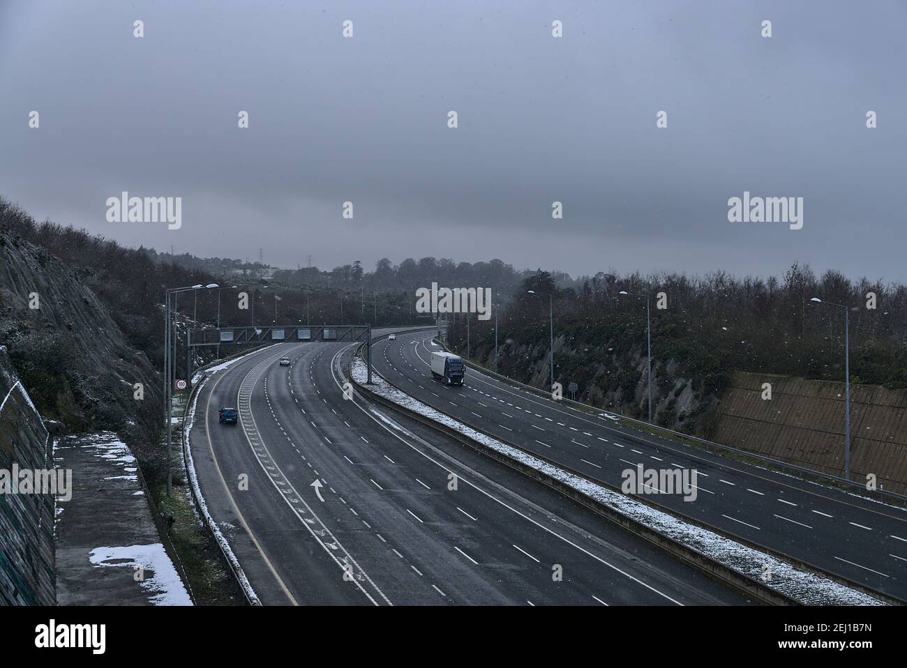 Beautiful view of empty motorway M50 Dublin, Ireland. Transportation ...
