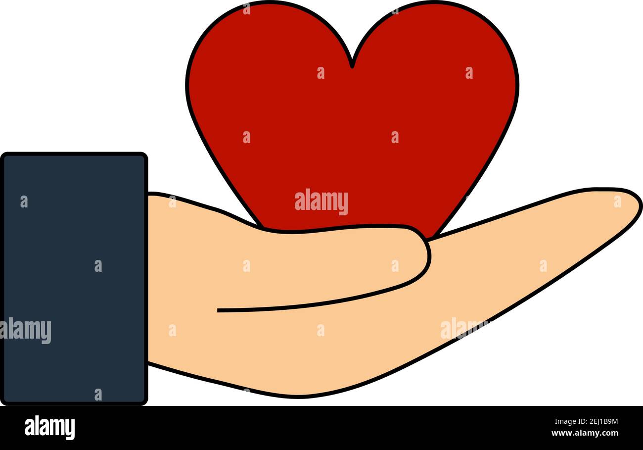Hand Present Heart Ring Icon. Editable Outline With Color Fill Design ...