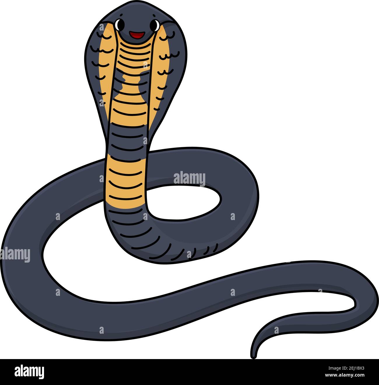 Vector cute cartoon outline Cobra snake. Animal is isolated on white ...