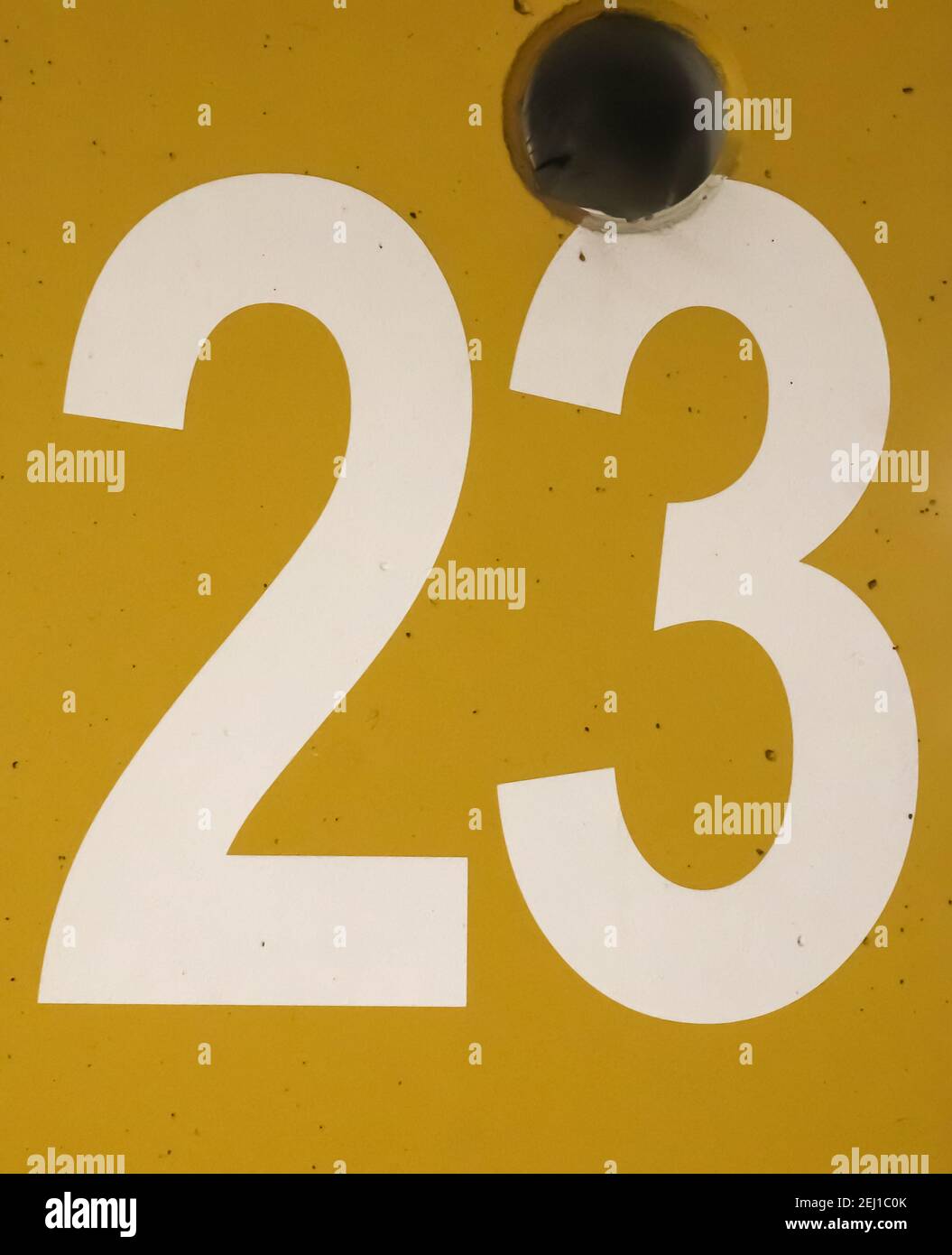 Numbers painted on concrete and asphalt textured surfaces Stock Photo ...