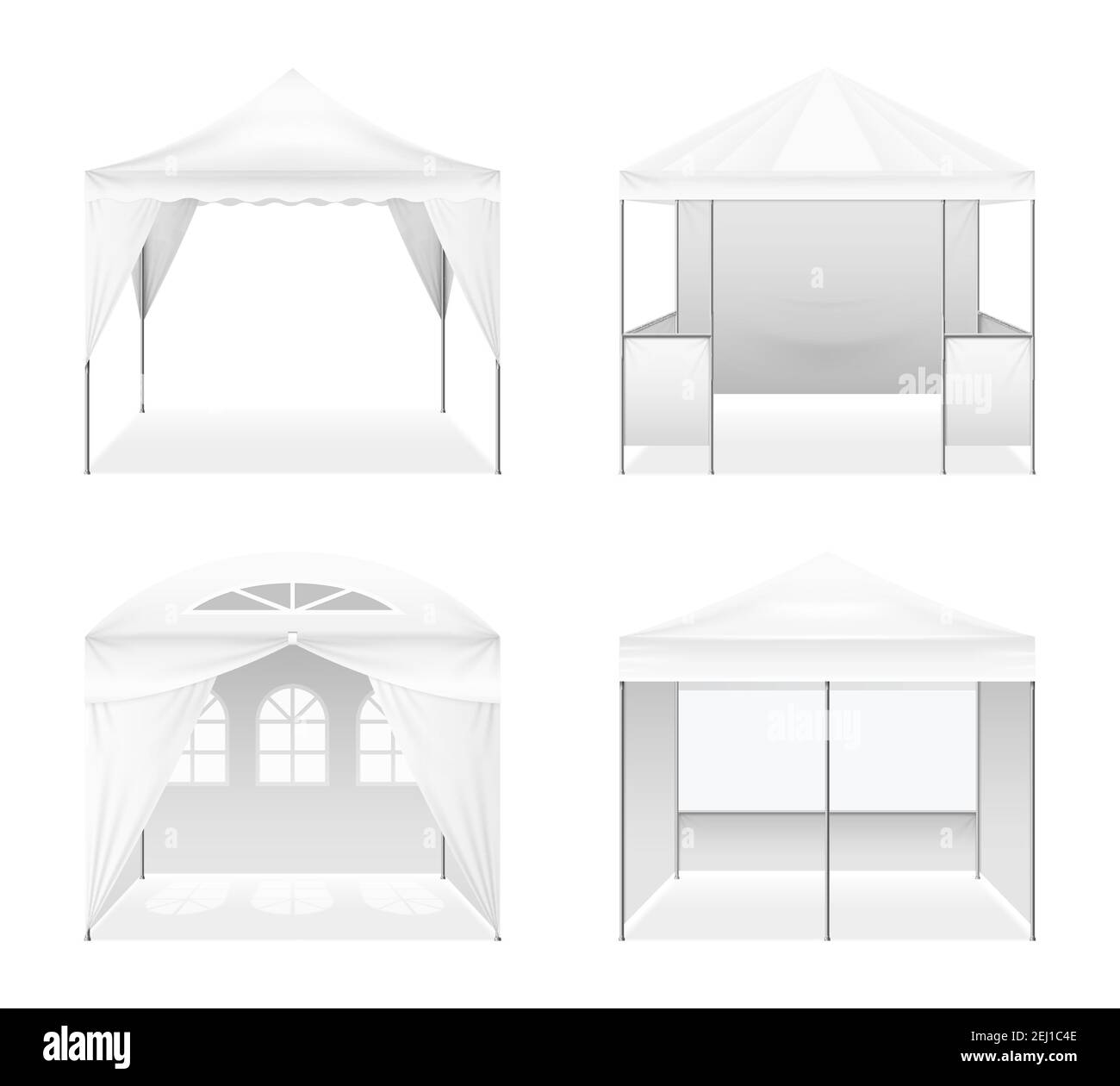 Set of realistic outdoor folding tents of various design including ...