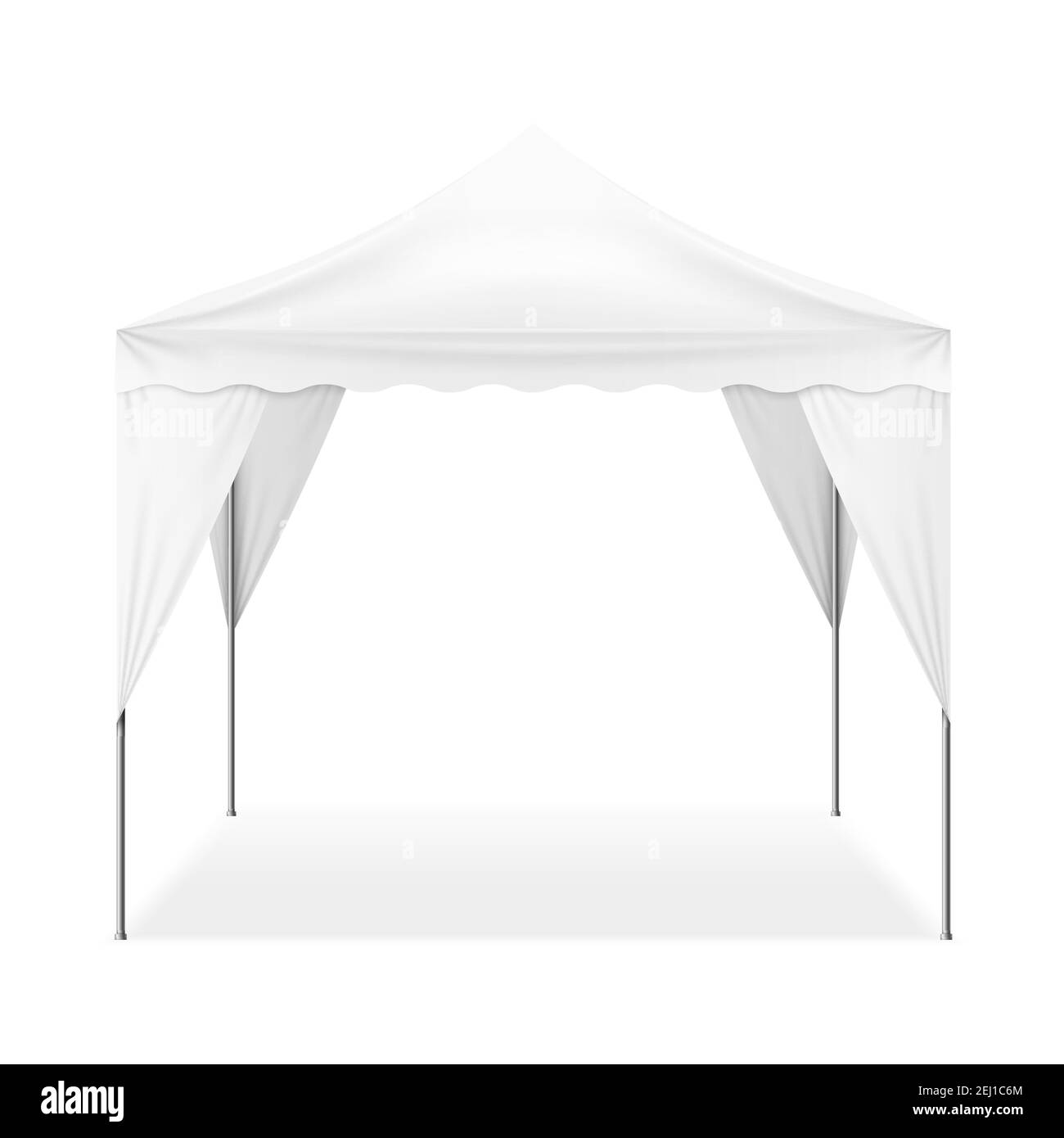 Realistic folding outdoor tent of square shape with metal poles ...