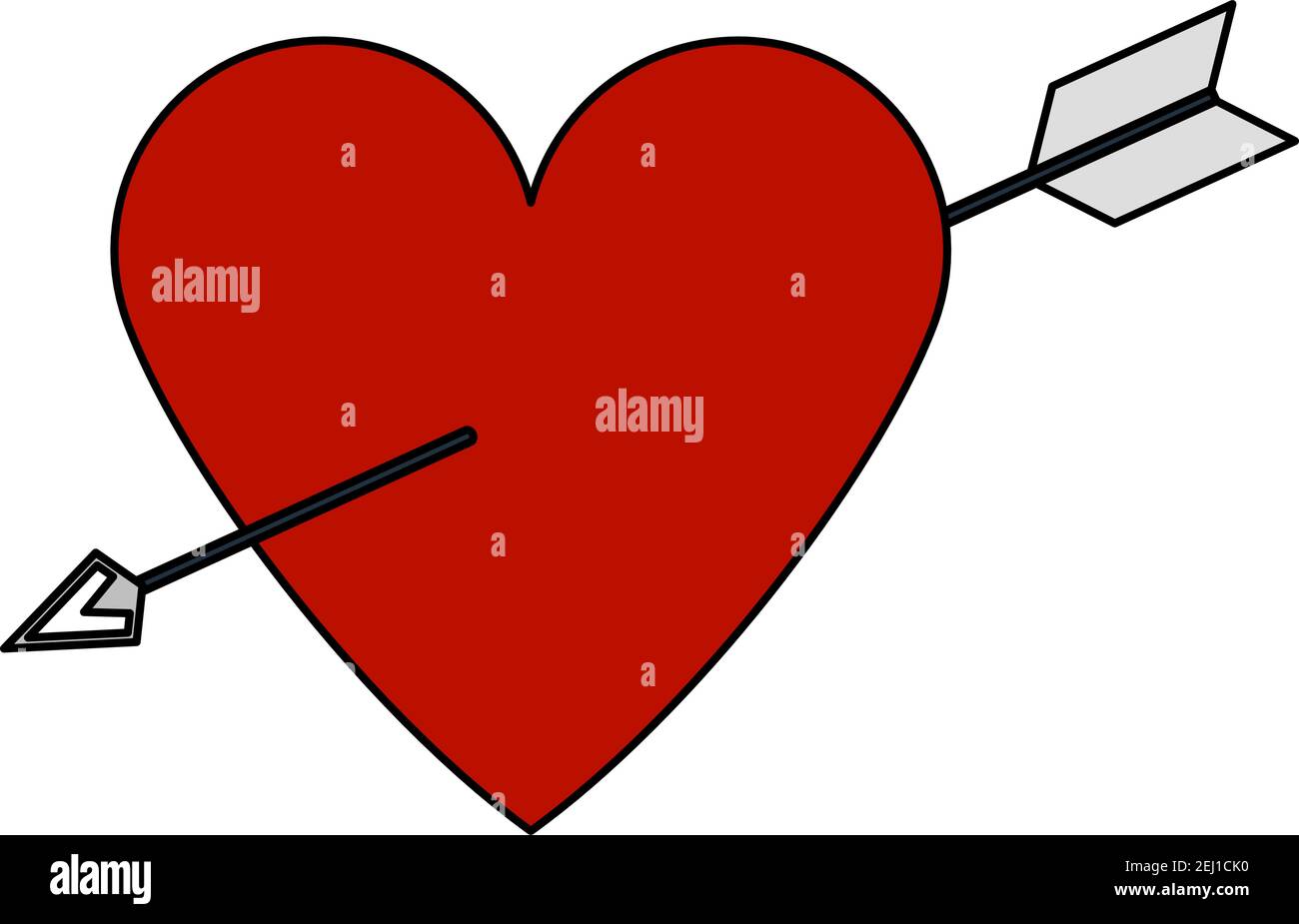 Pierced Heart By Arrow Icon. Editable Outline With Color Fill Design ...