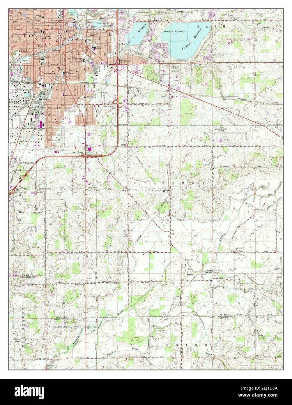 Lima, Ohio, map 1961, 1:24000, United States of America by Timeless ...