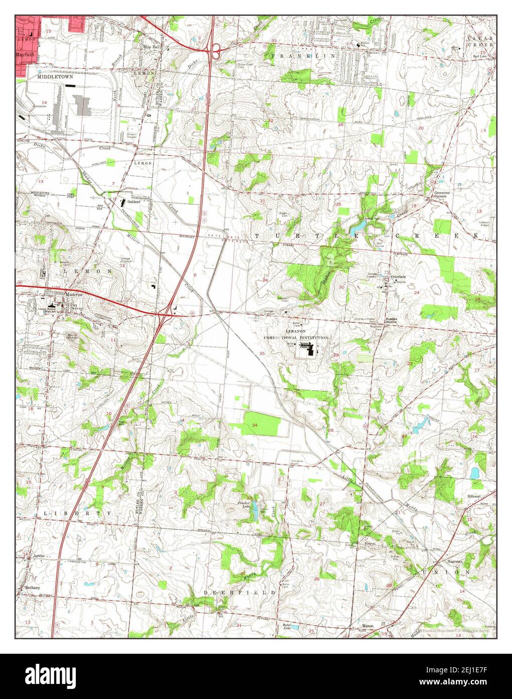 Monroe, Ohio, map 1965, 1:24000, United States of America by Timeless ...