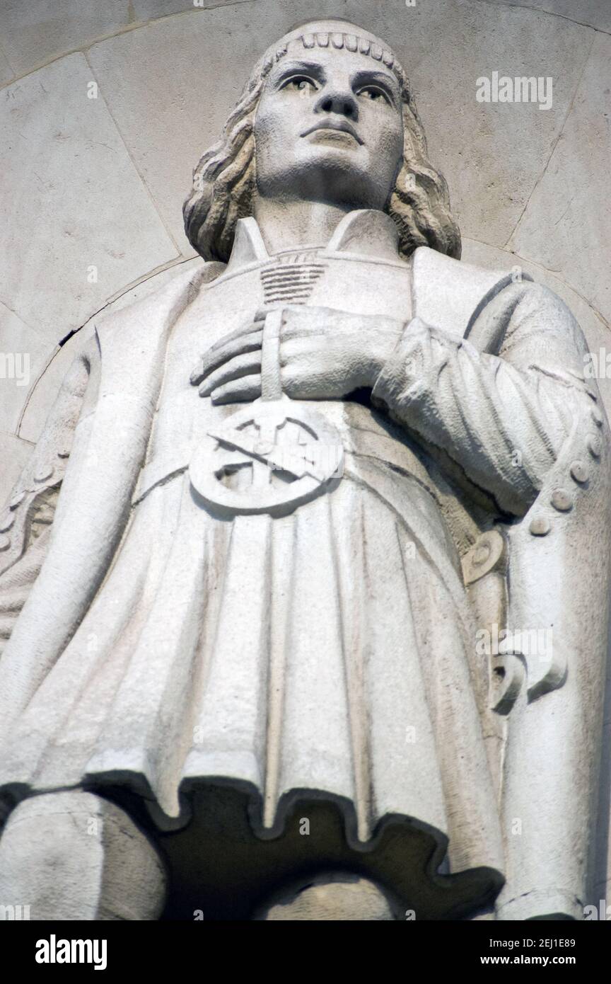 Statue of the explorer Bartholomew Dias. The Portuguese nobleman sailed ...