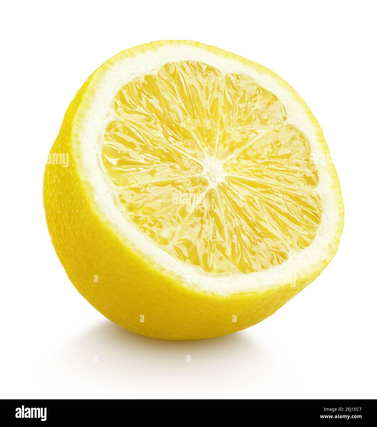 Single half lemon citrus fruit isolated on white background with ...